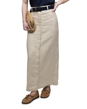 POINT Linen Sheath Skirt - Ecru