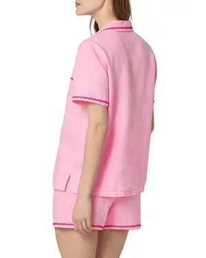 BEDHEAD PAJAMAS Linen Short Sleeve Pajama Set - Pink Lady