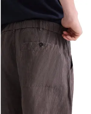 Madewell Regular Fit Linen 6.5" Pull On Shorts - Chocolate