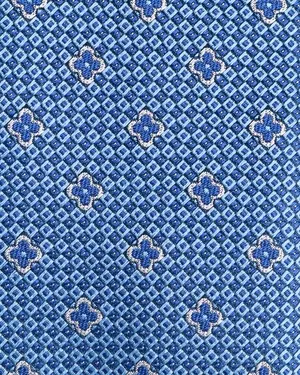 David Donahue Silk Diamond Floral Neck Tie - Blue