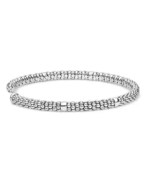 Lagos Sterling Signature Caviar Diamond Bead Cuff Bracelet