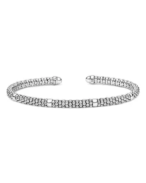 Lagos Sterling Signature Caviar Diamond Bead Cuff Bracelet