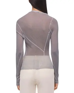 Helmut Lang Sheer Twist Long Sleeve Top - Dark Grey