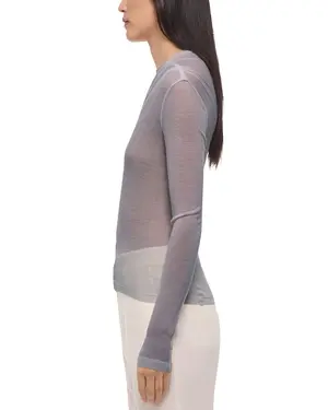 Helmut Lang Sheer Twist Long Sleeve Top - Dark Grey