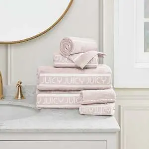 Juicy Couture Plush Stripe Bath Towel Set - Light Pink