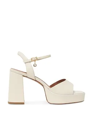 Maje Leather Platform Sandals - Ecru