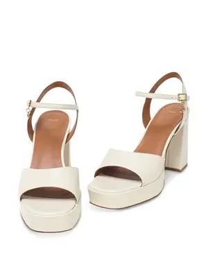 Maje Leather Platform Sandals - Ecru