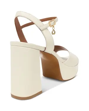Maje Leather Platform Sandals - Ecru