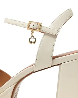 Maje Leather Platform Sandals - Ecru