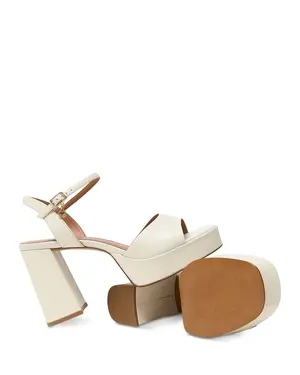 Maje Leather Platform Sandals - Ecru