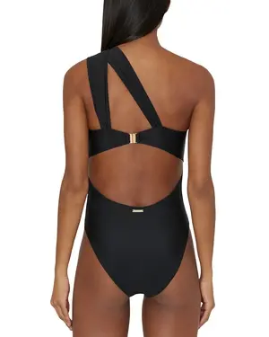 MILLY Draped One Piece Swimsuit - Black