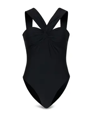 MILLY Draped One Piece Swimsuit - Black