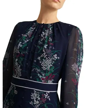 HOBBS LONDON Petite Sia Printed Silk Dress - Midnight Multi
