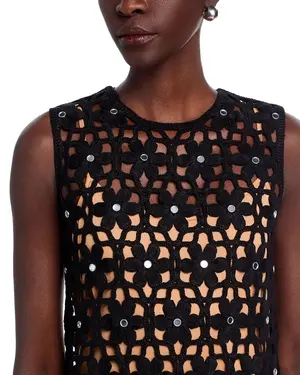 Michael Kors Faux Crochet Mini Dress - Black
