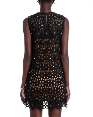 Michael Kors Faux Crochet Mini Dress - Black