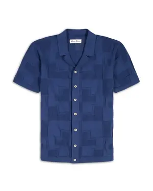 Robert Graham Short Sleeve Geometric Knit Sweater - Navy