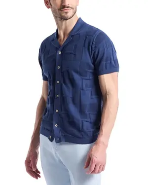 Robert Graham Short Sleeve Geometric Knit Sweater - Navy