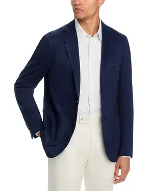 MAURIZIO BALDASSARI Wool, Linen, & Silk Jersey Unstructured Sport Coat - Blue Nights