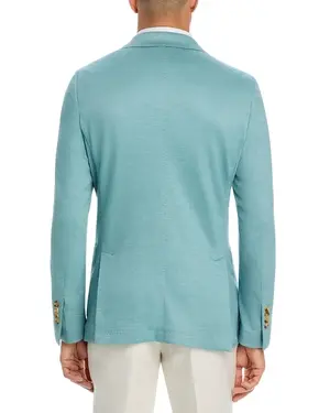 MAURIZIO BALDASSARI Wool, Linen, & Silk Jersey Unstructured Sport Coat - Pacific Blue