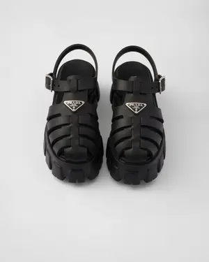 Prada Rubber Monolith Sandals - Black