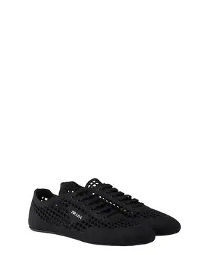 Prada Collapse Crochet Laced Sneakers - Black