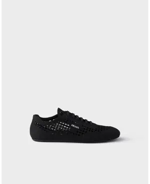 Prada Collapse Crochet Laced Sneakers - Black