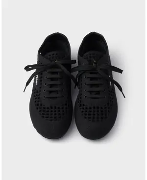 Prada Collapse Crochet Laced Sneakers - Black