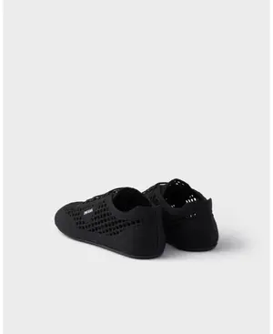 Prada Collapse Crochet Laced Sneakers - Black