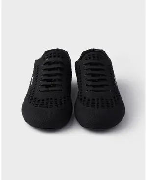 Prada Collapse Crochet Laced Sneakers - Black