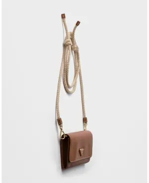 Prada Leather Wallet With Shoulder Strap - Brown