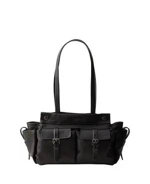 Prada Route Medium Leather Tote Bag - Black