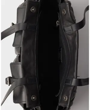 Prada Route Medium Leather Tote Bag - Black