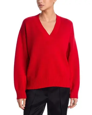RÓHE V-neck Cotton Sweater - Red