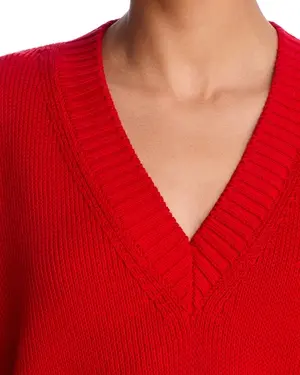 RÓHE V-neck Cotton Sweater - Red