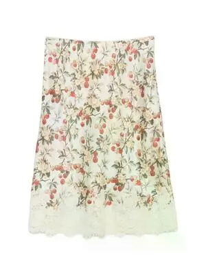 DÔEN Elowette Mini Skirt With Lace Trim - Neutrals