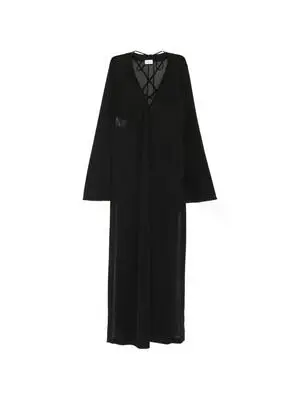 Andamane Lace-up Flared-sleeve Maxi Dress - Black
