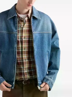 Prada Washed Denim Blouson Jacket - Blue