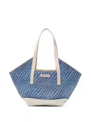 Marni Raffia-effect Tote Bag - Blue