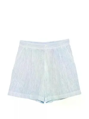 120% Lino Vertical-stripe Pleated Shorts