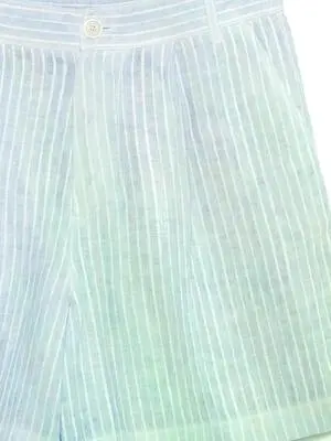 120% Lino Vertical-stripe Pleated Shorts