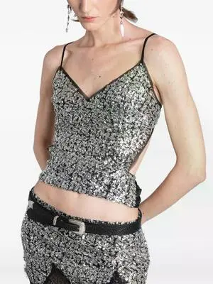 SIEDRES Sequin-embellished Backless Top