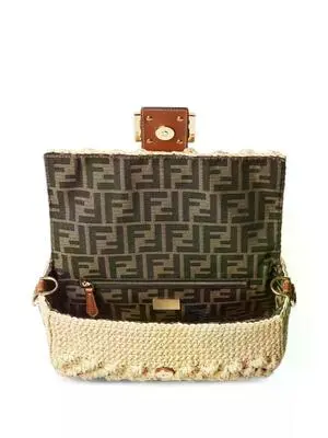 Fendi Medium Baguette Raffia Shoulder Bag