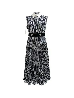 Prada Belted Geometric-print Midi Dress