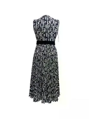 Prada Belted Geometric-print Midi Dress