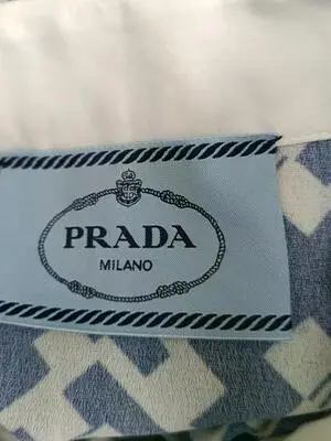 Prada Belted Geometric-print Midi Dress