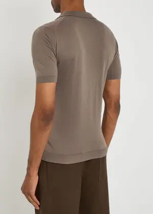 John Smedley Noah Wool Polo Shirt - Light Brown