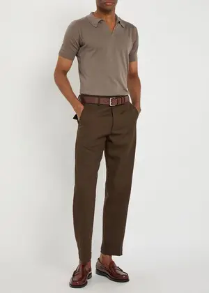 John Smedley Noah Wool Polo Shirt - Light Brown