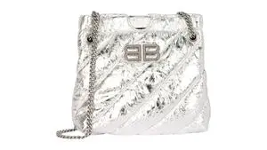 Balenciaga Xs Quilted Crush Tote Bag - Silver