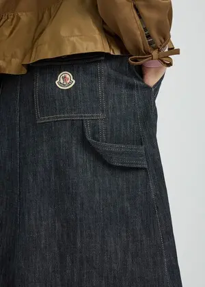 Moncler Belted Stretch Midi Skirt - Denim