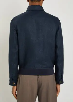 Brunello Cucinelli Silk And Linen-blend Jacket - Navy